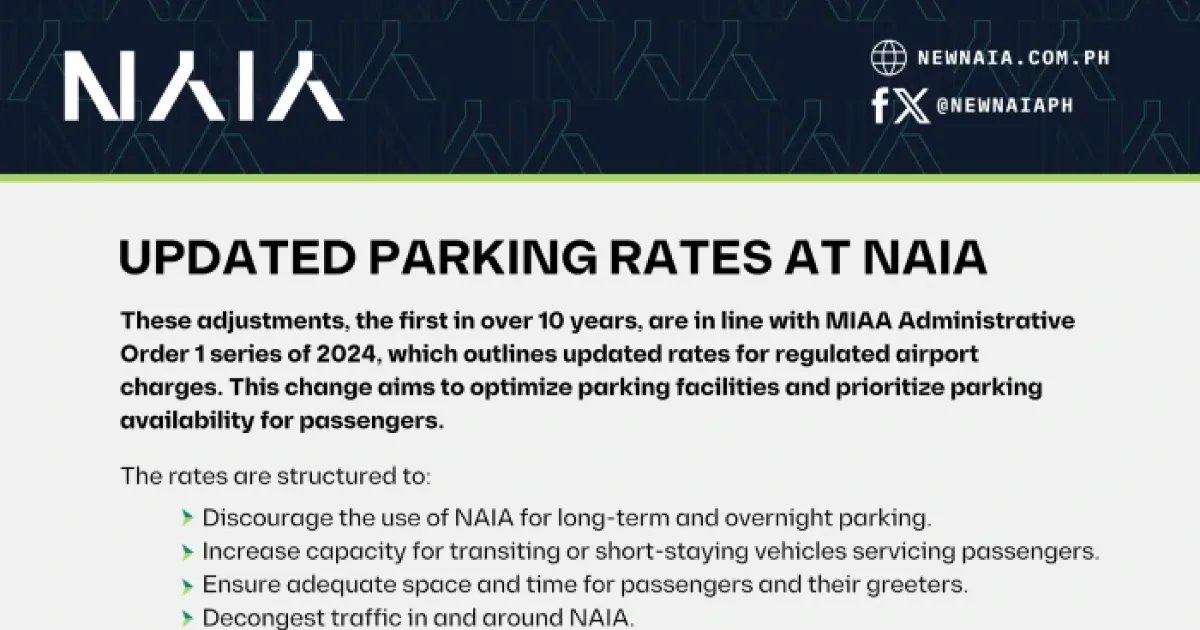NAIA parking rates adjusted to prioritize passengers, improve airport flow