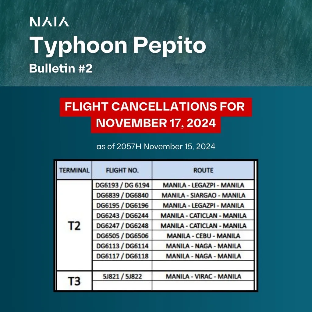Flight cancellations due to Typhoon Pepito